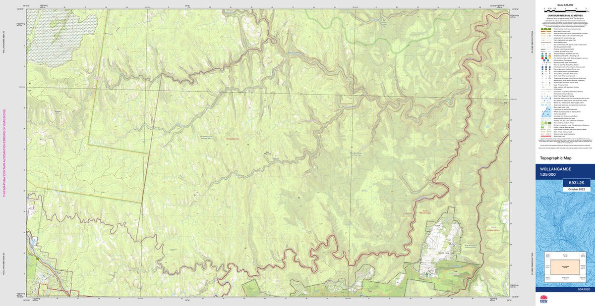 Wollangambe 8931-2S Map by NSW Government Spatial Services | Avenza Maps