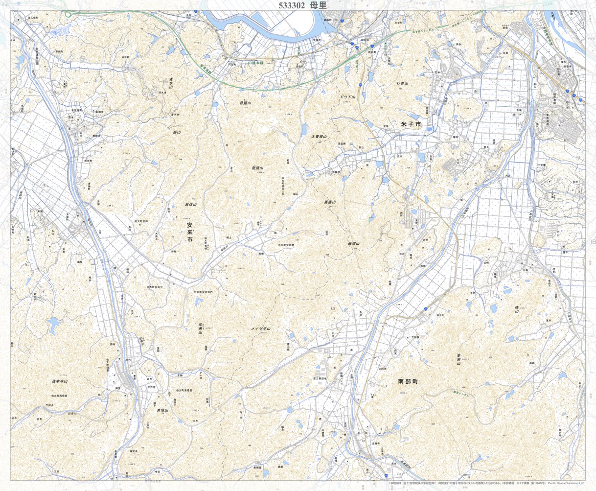 533302 母里 （もり Mori）, 地形図 Map by Pacific Spatial Solutions, Inc ...
