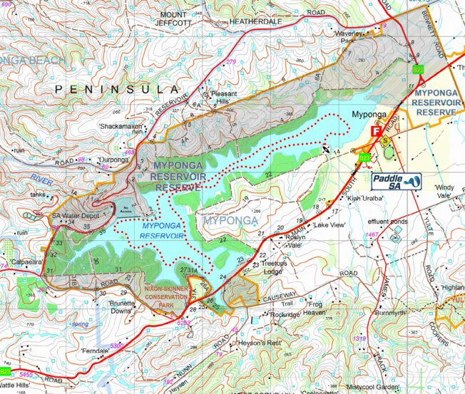 PaddleSA Myponga Reservoir Reserve Trail Map by PaddleSA | Avenza Maps