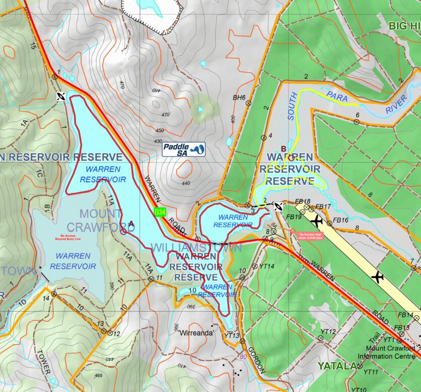 PaddleSA Warren Reservoir Trail Map by PaddleSA | Avenza Maps