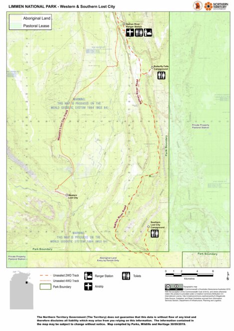 Limmen National Park - Western and Southern Lost City Map by Parks and ...