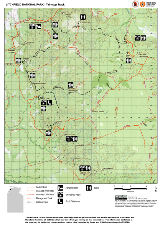 Litchfield National Park - Tabletop Track Map by Parks and Wildlife ...