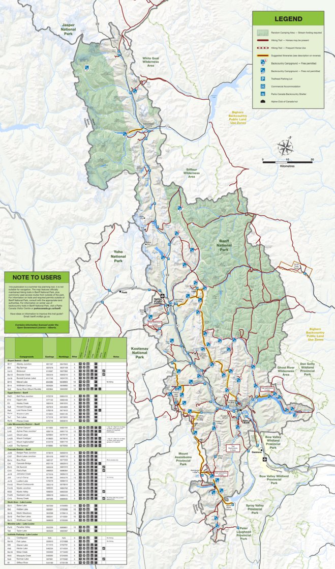 Banff National Park - Backcountry Trail Map by Parks Canada | Avenza Maps