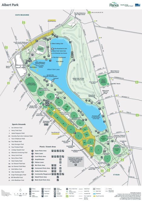 Albert Park Visitor Guide Map by Parks Victoria | Avenza Maps