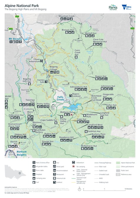 Alpine National Park - Bogong High Plains Visitor Guide Map by Parks ...