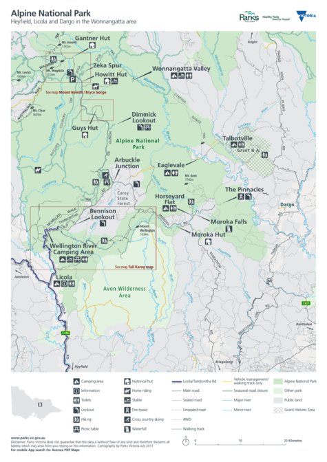 Alpine National Park Heyfield-Licola-Dargo Visitor Guide Map by Parks ...
