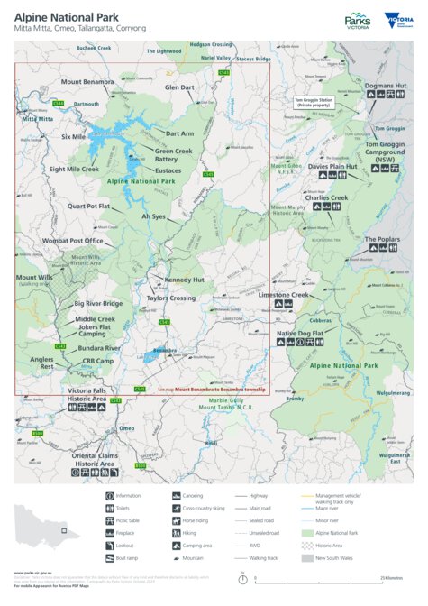 Alpine National Park Mitta Mitta Visitor Guide Map by Parks Victoria ...