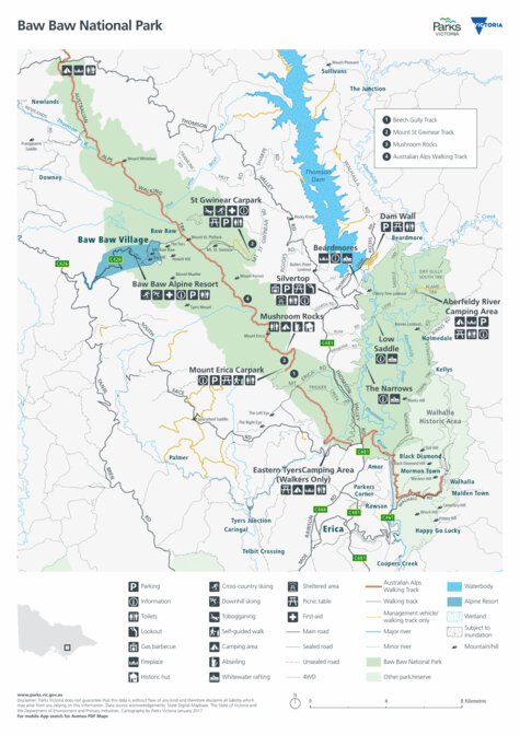 Baw Baw National Park Visitor Guide Map by Parks Victoria | Avenza Maps