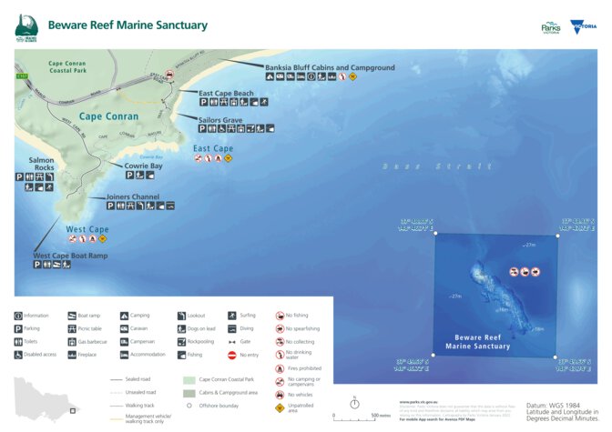 Beware Reef Marine Sanctuary Visitor Guide Map by Parks Victoria ...