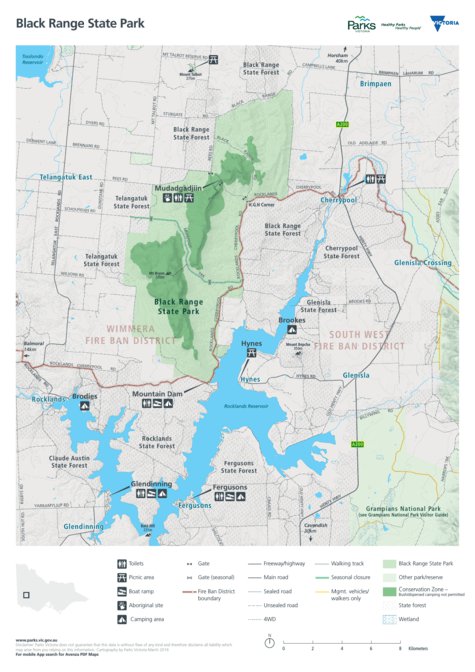 Black Range State Park Visitor Guide Map by Parks Victoria | Avenza Maps