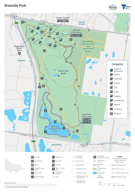 Braeside Park Visitor Guide Map by Parks Victoria | Avenza Maps
