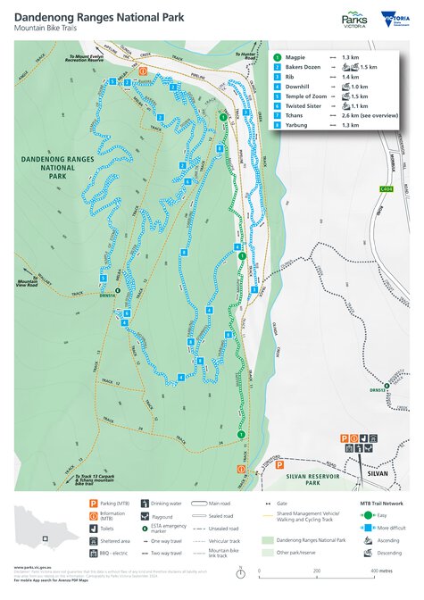 Dandenong Ranges National Park – Mountain Bike Trails Map by Parks ...