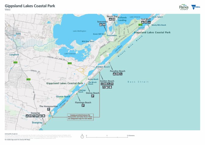 Gippsland Lakes Coastal Park-West Visitor Guide Map by Parks Victoria ...