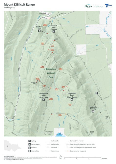 Grampians National Park-Mount Difficult Range Map by Parks Victoria ...