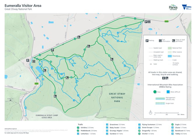 Great Otway National Park - Eumeralla Visitor Area Map by Parks ...