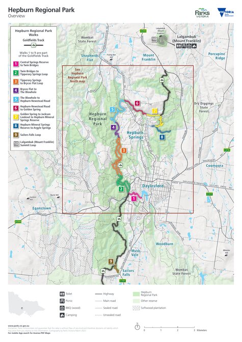 Hepburn Regional Park Visitor Guide Map by Parks Victoria | Avenza Maps