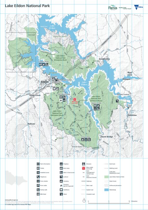Lake Eildon National Park Visitor Guide Map by Parks Victoria | Avenza Maps