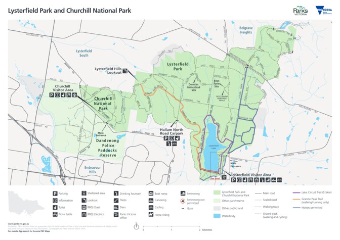 Lysterfield Park and Churchill National Park Visitor Guide Map by Parks ...