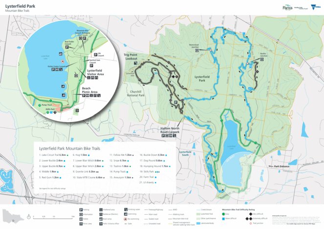 Lysterfield Park Mountain Bike Map Visitor Guide by Parks Victoria ...