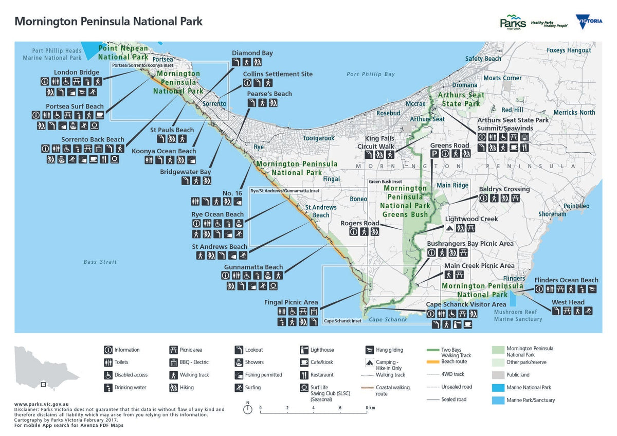 Mornington Peninsula National Park Visitor Guide Map by Parks Victoria ...