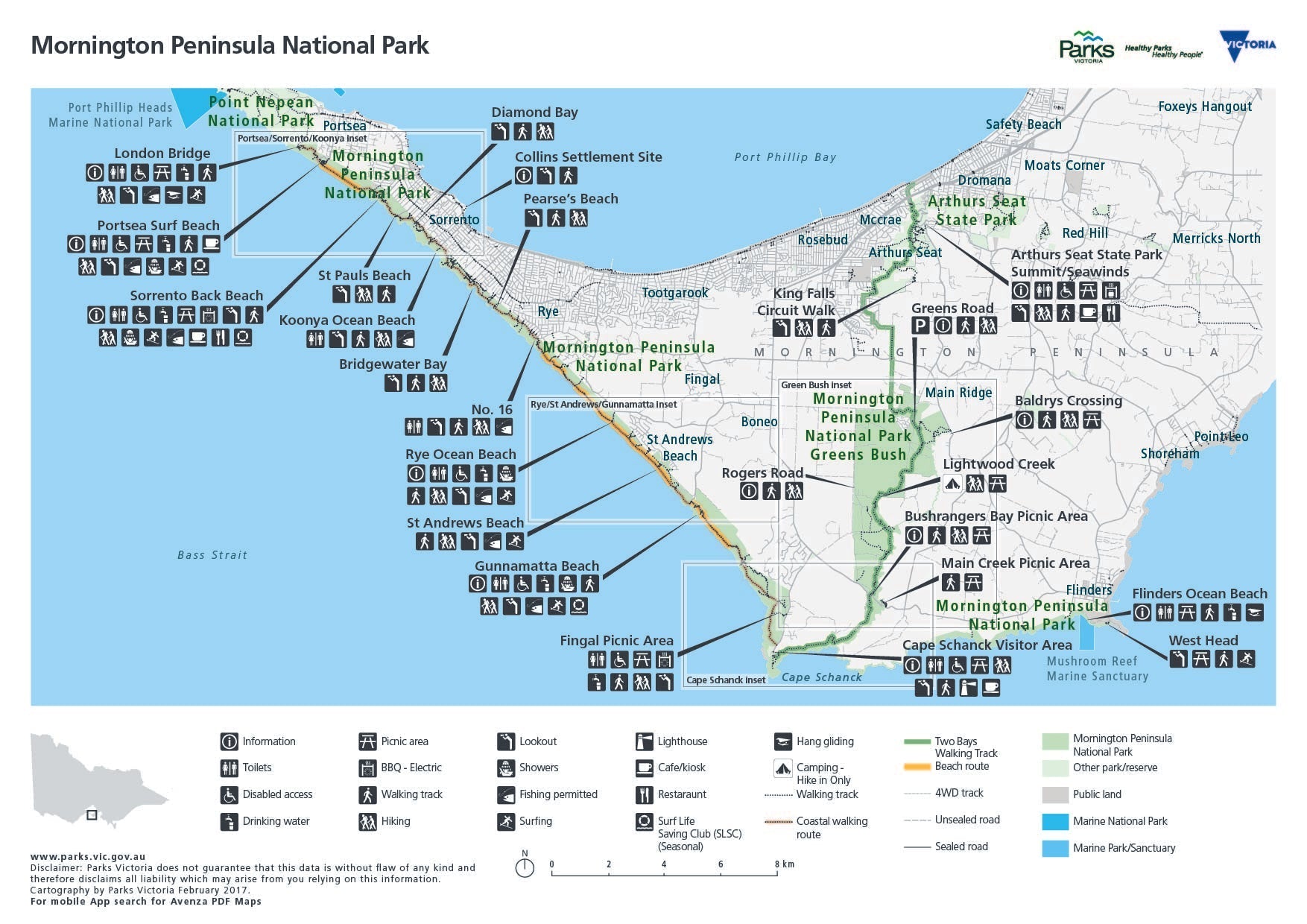 Mornington Peninsula National Park Visitor Guide Map by Parks Victoria ...