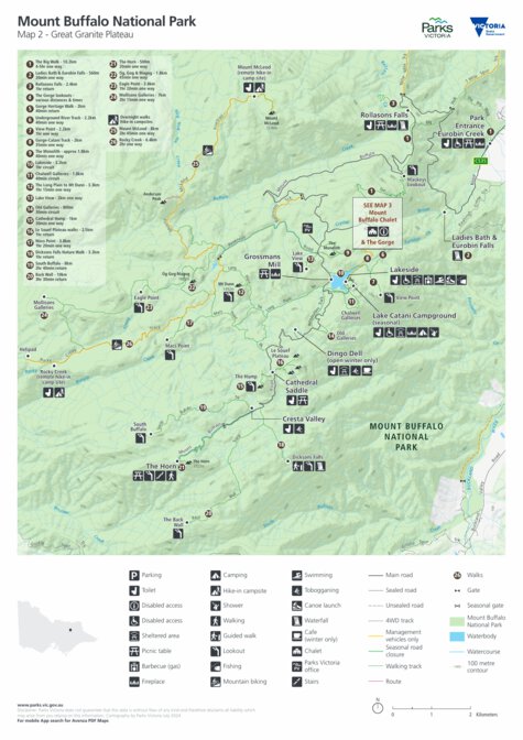 Mount Buffalo National Park Visitor Guide - Map 2 Great Granite Plateau ...