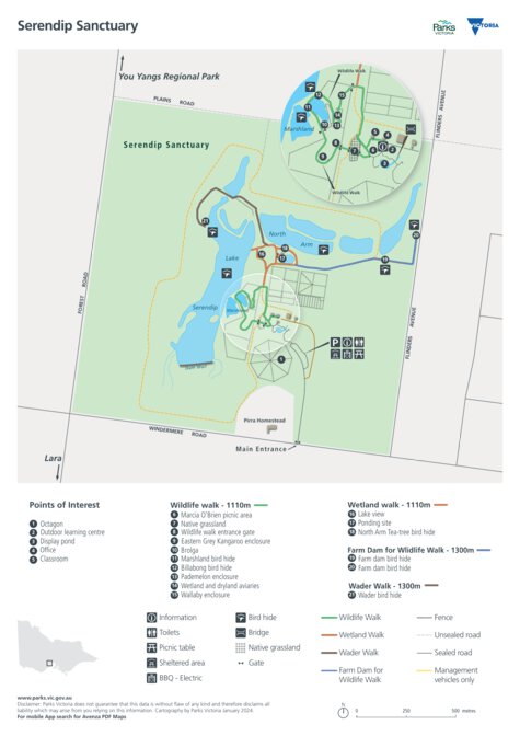 Serendip Sanctuary Visitor Guide Map by Parks Victoria | Avenza Maps