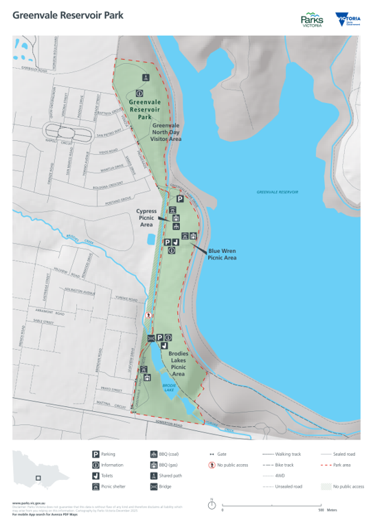 Greenvale Reservoir Park Visitor Guide Map by Parks Victoria | Avenza Maps