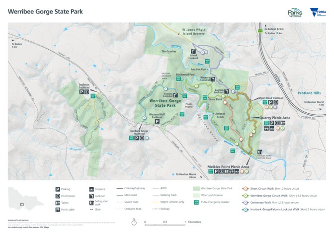 Werribee Gorge State Park Visitor Guide Map by Parks Victoria | Avenza Maps
