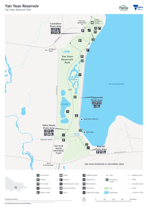 Yan Yean Reservoir Park Visitor Guide Map by Parks Victoria | Avenza Maps