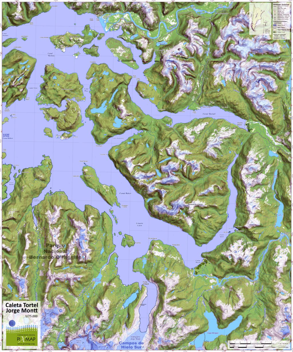 Caleta Tortel - Jorge Montt - Southern Icefield Map by Pixmap ...