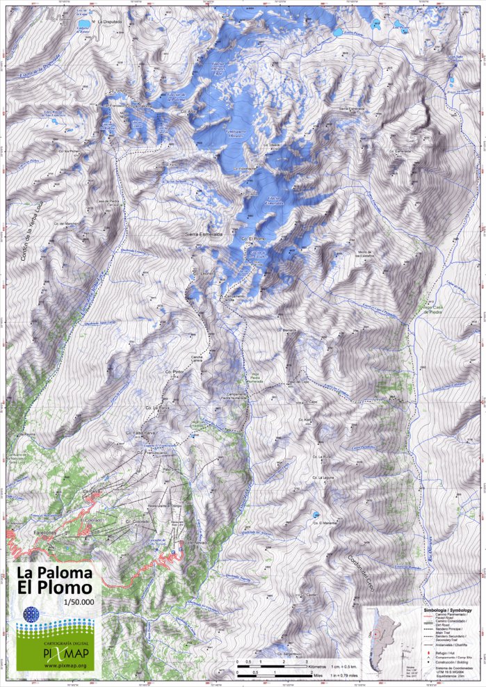 La Paloma - El Plomo 1/50.000 Map by Pixmap Cartografia Digital ...