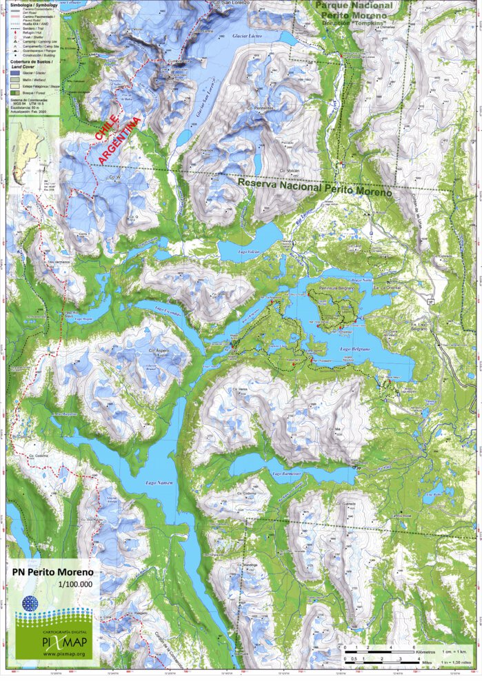 Parque Nacional Perito Moreno 1/100.000 Map by Pixmap Cartografia ...