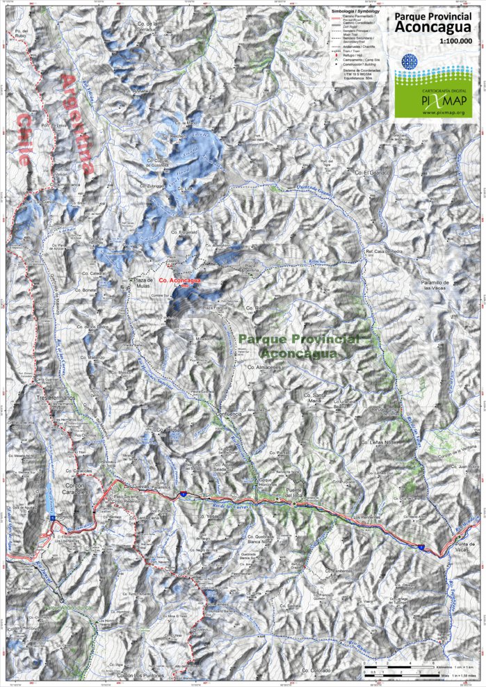 Parque Provincial Aconcagua 1/100.000 - New 2019 Map by Pixmap ...