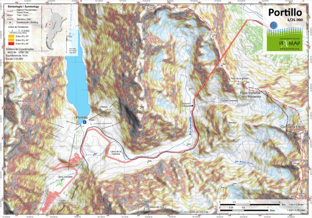 Portillo - Paso Cristo Redentor 1/25.000 Map by Pixmap Cartografia ...