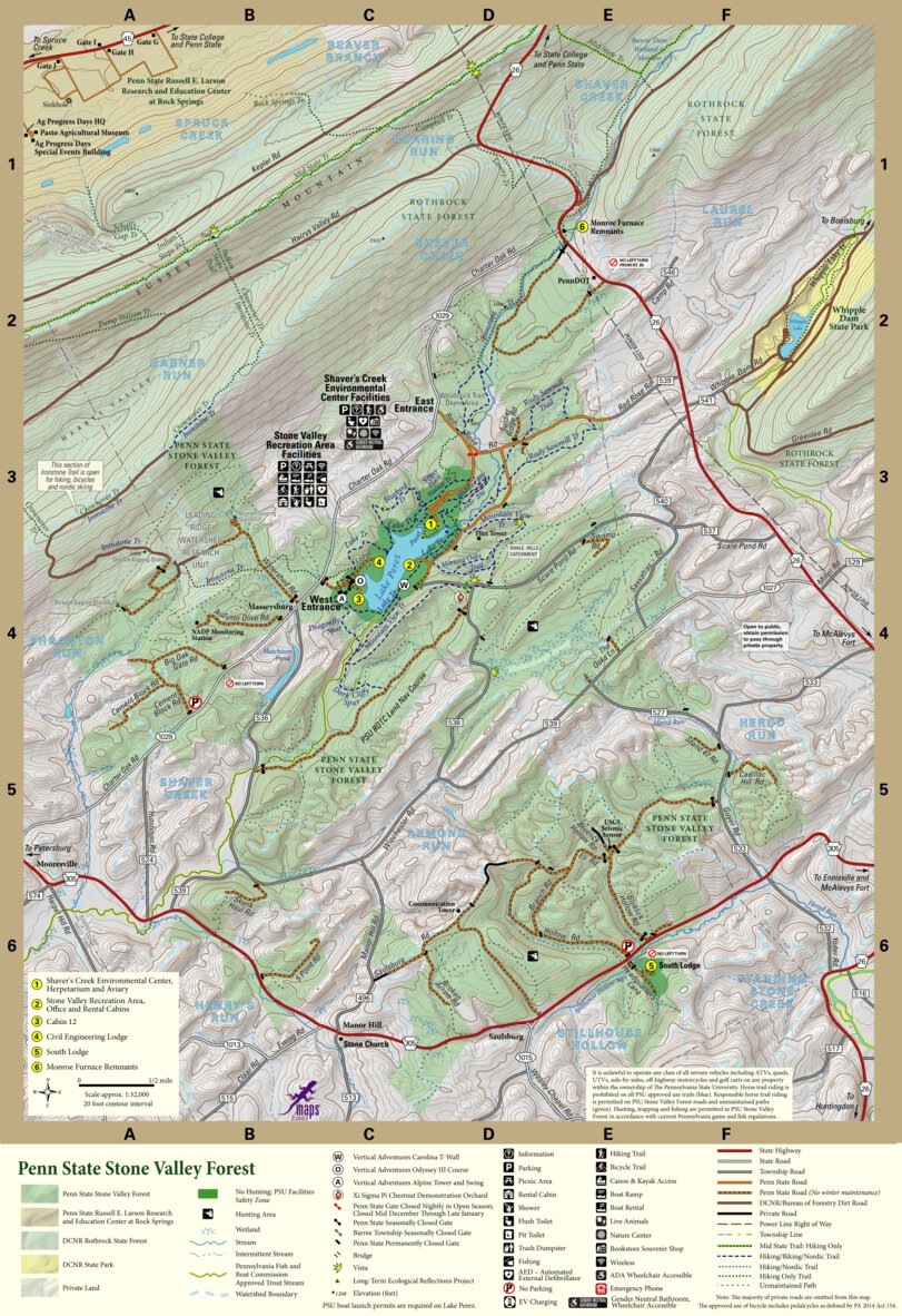 Penn State Stone Valley Forest Map by Purple Lizard Maps | Avenza Maps