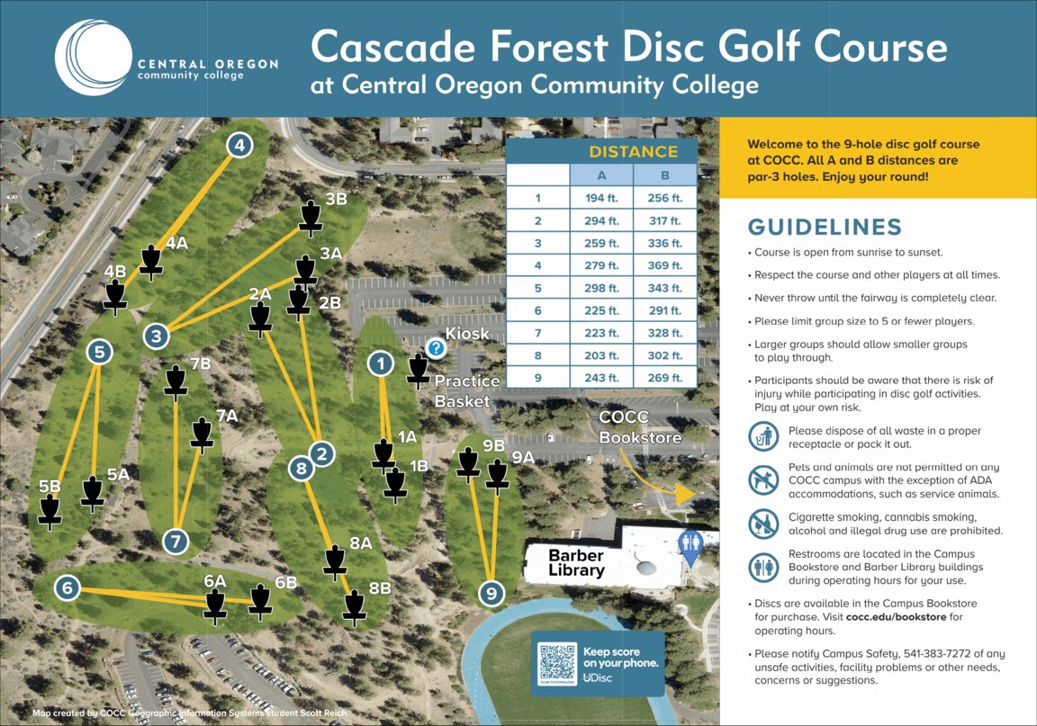 COCC Cascade Forest Disc Golf Course Map by Quarter Wind Partners ...