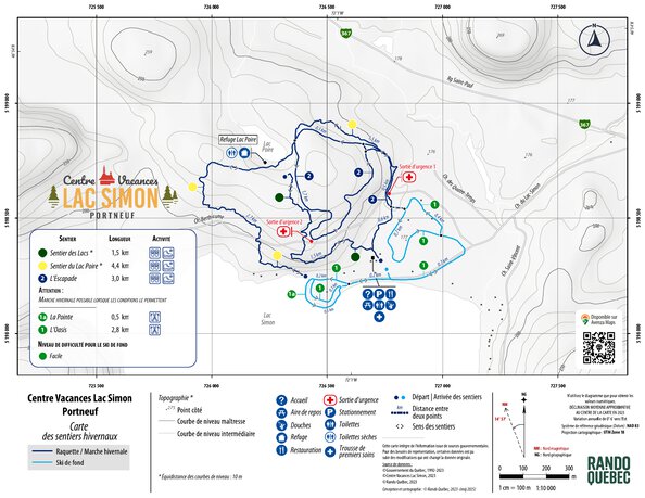 Carte sentiers | Centre Vacances Lac Simon Map by Rando Quebec | Avenza ...
