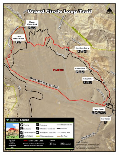 Grand Circle Loop Trail Map by Red Rock Canyon National Conservation ...