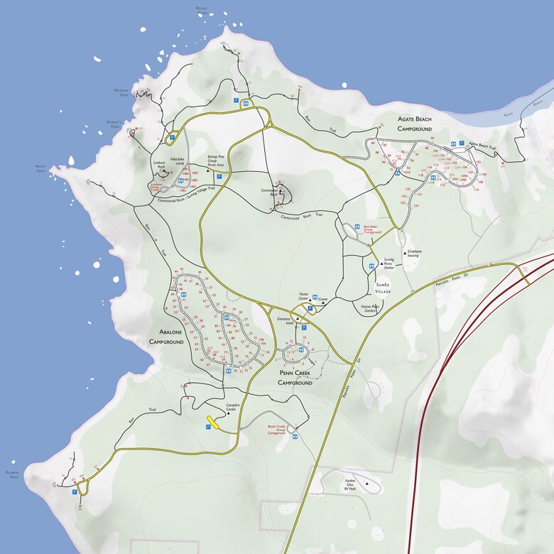 Sue-meg State Park campgrounds Map by Redwood Hikes Press | Avenza Maps