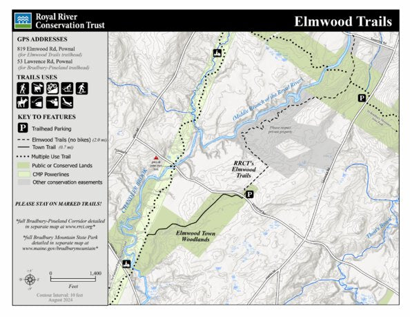 Elmwood Trails and Town Woodlands Kiosk Map 8.2024 by Royal River ...