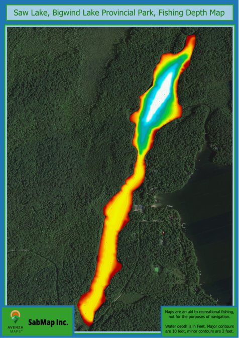 Fishing Depth Map - Saw Lake, Bigwind Lake Provincial Park by SabMap ...