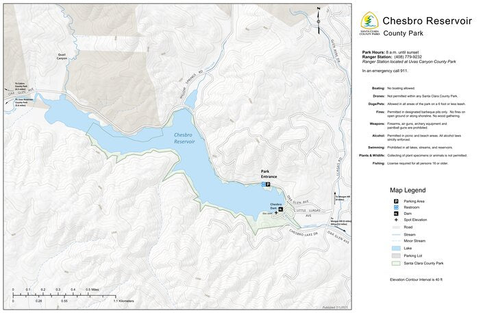 Chesbro Reservoir County Park Guide Map by Santa Clara County Parks and ...