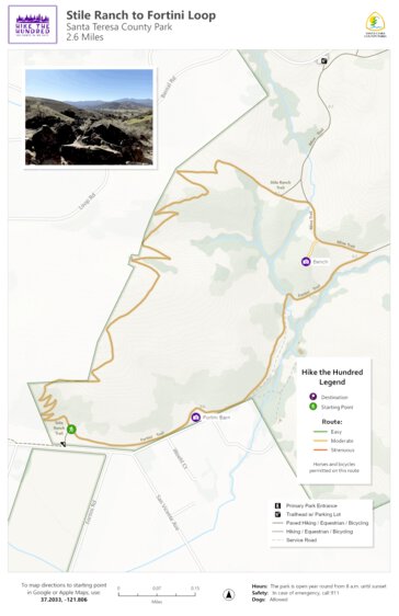 Hike the 100 - Santa Teresa Map by Santa Clara County Parks and ...