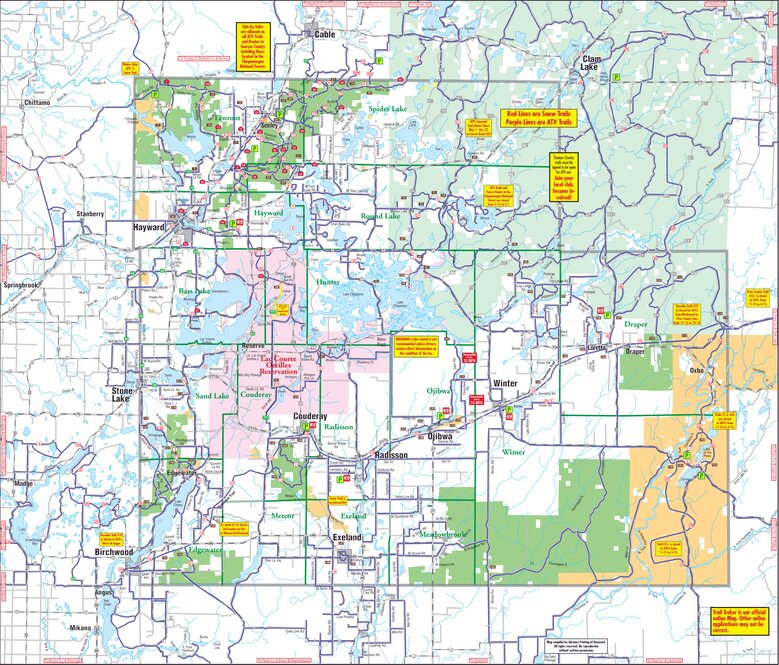 Sawyer County, WI ATV/UTV Trails and Routes Map by Sawyer County ...