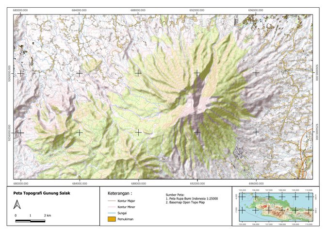 Peta Topografi Gunung Salak Map by Semangat Konservasi | Avenza Maps