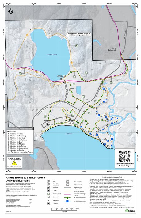 Centre touristique du Lac-Simon - Carte des activités hivernales Map by ...