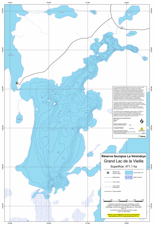 Grand Lac de la Vieille (La Vérendrye) Map by Sepaq | Avenza Maps
