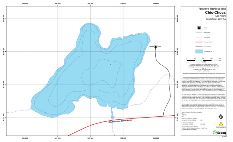 Lac Adam (Chic-Chocs) Map by Sepaq | Avenza Maps
