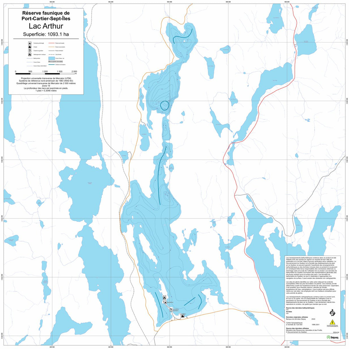 Lac Arthur (Port-Cartier-Sept-Îles) Map by Sepaq | Avenza Maps